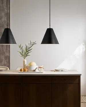 Quince Tapered Steel Shade Pendant - Black