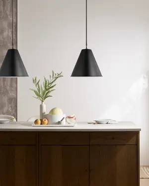 Quince Tapered Steel Shade Pendant - Black