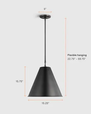 Quince Tapered Steel Shade Pendant - Black