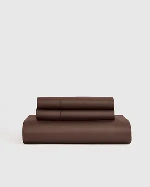 Quince Signature Giza Cotton Sateen Fitted Sheet Set - Espresso