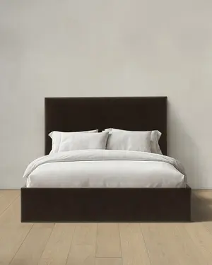 Quince Square Bed In Performance Velvet - Chocolate