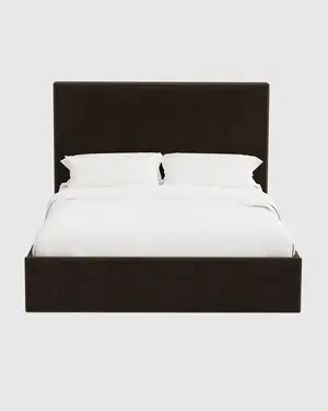 Quince Square Bed In Performance Velvet - Chocolate
