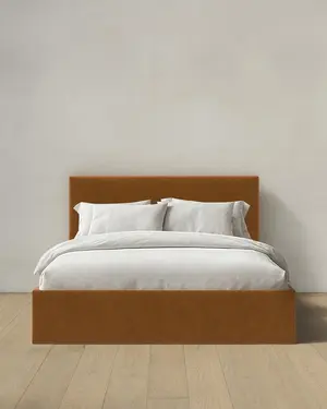 Quince Square Bed In Performance Velvet Copper