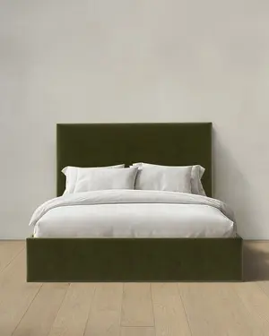 Quince Square Bed In Performance Velvet Moss