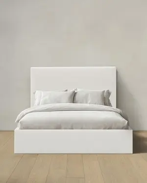 Quince Square Bed In Performance Velvet Snow