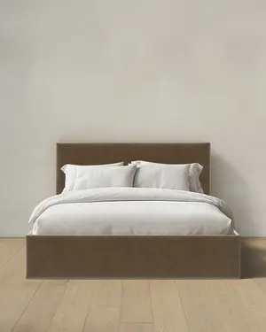 Quince Square Bed In Performance Velvet - Walnut