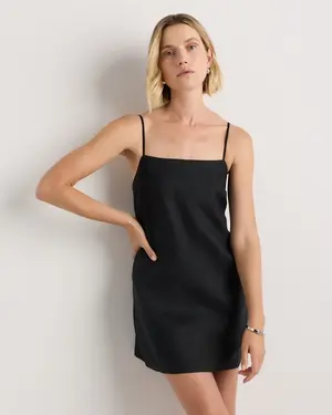 Quince 100% European Linen Mini Skort Dress - Black