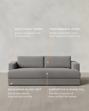 Quince Sierra Curved Arm Sofa In Performance Basketweave - Ash