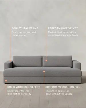 Quince Sierra Curved Arm Sofa In Performance Basketweave - Ash