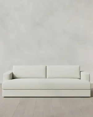 Quince Sierra Curved Arm Sofa In Performance Basketweave Ivory