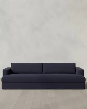 Quince Sierra Curved Arm Sofa In Performance Basketweave Navy