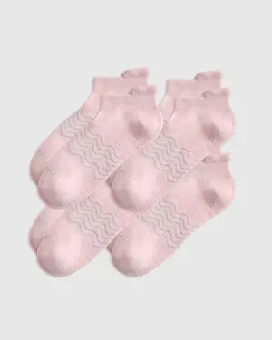 Quince Everyday Cotton Pilates Gripper Ankle Socks 4-pack - Minimal Pink