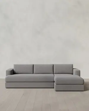 Quince Sierra Curved Arm Chaise Sectional In Performance Basketweave - Ash