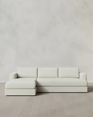 Quince Sierra Curved Arm Chaise Sectional In Performance Basketweave - Ivory