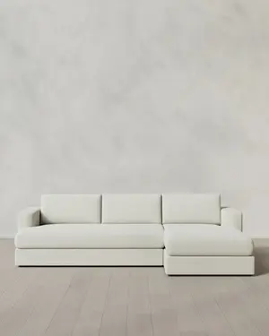 Quince Sierra Curved Arm Chaise Sectional In Performance Basketweave - Ivory