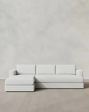 Quince Sierra Curved Arm Chaise Sectional In Performance Basketweave - Snow