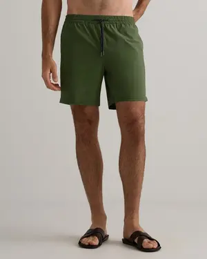 Quince Striped Italian Swim Trunk - Olive