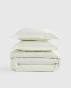 Quince Signature Giza Cotton Sateen Duvet Cover Set - Ivory