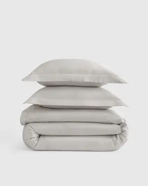 Quince Signature Giza Cotton Sateen Duvet Cover Set - Light Grey