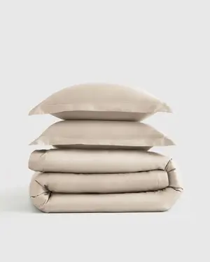 Quince Signature Giza Cotton Sateen Duvet Cover Set - Sand
