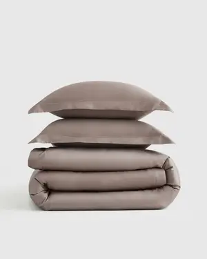 Quince Signature Giza Cotton Sateen Duvet Cover Set - Stone