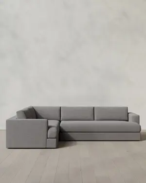 Quince Sierra Curved Arm L Sectional In Performance Basketweave - Ash
