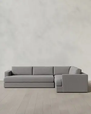 Quince Sierra Curved Arm L Sectional In Performance Basketweave - Ash