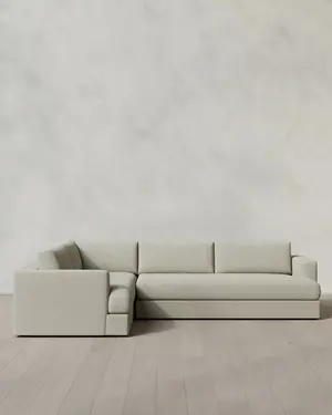 Quince Sierra Curved Arm L Sectional In Performance Basketweave - Flax