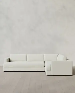 Quince Sierra Curved Arm L Sectional In Performance Basketweave - Ivory