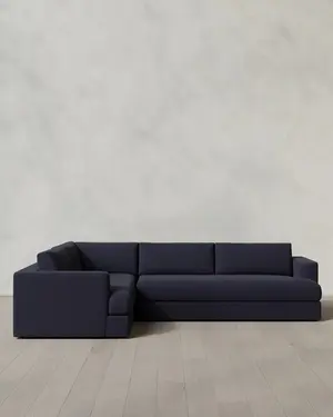 Quince Sierra Curved Arm L Sectional In Performance Basketweave - Navy