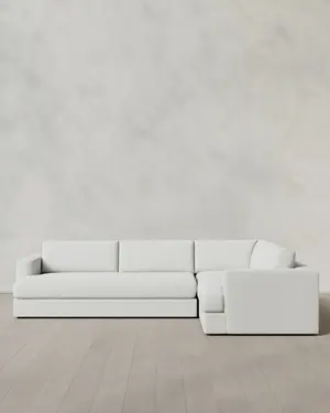 Quince Sierra Curved Arm L Sectional In Performance Basketweave - Snow