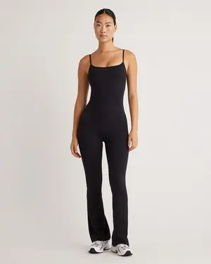 Quince Quince Ultra-Form Kick Flare Jumpsuit Black