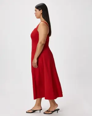 Quince Stretch Twill Fit & Flare Midi Dress