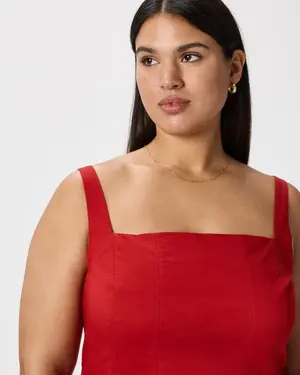 Quince Stretch Twill Fit & Flare Midi Dress