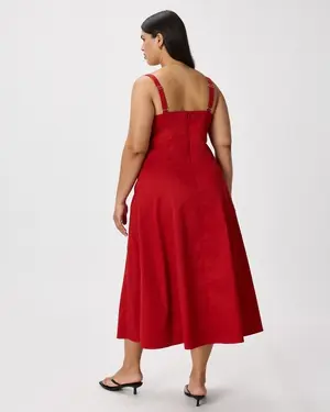 Quince Stretch Twill Fit & Flare Midi Dress