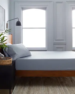 Quince Luxury Organic Sateen Fitted Sheet Set - Light Blue