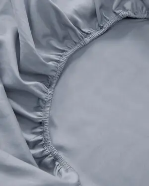 Quince Luxury Organic Sateen Fitted Sheet Set - Light Blue