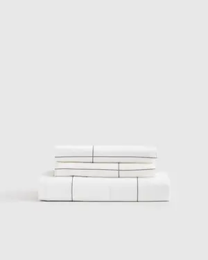Quince Luxury Organic Sateen Fitted Sheet Set Windowpane