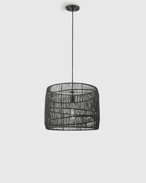 Quince Woven Rope Drum Pendant Light - Black