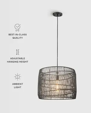 Quince Woven Rope Drum Pendant Light