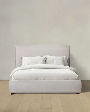 Quince Tailored Edge Bed In Performance Linen - Light Grey