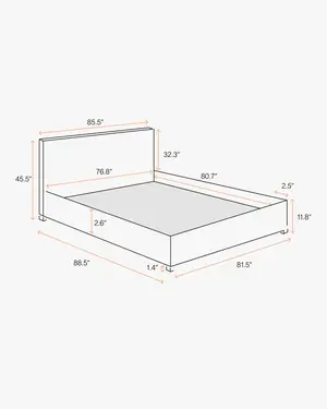 Quince Tailored Edge Bed In Performance Linen - Light Grey