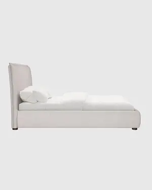 Quince Tailored Edge Bed In Performance Linen - Light Grey