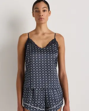 Quince Satin Lace Cami Pajama Top - Tiny Diamonds