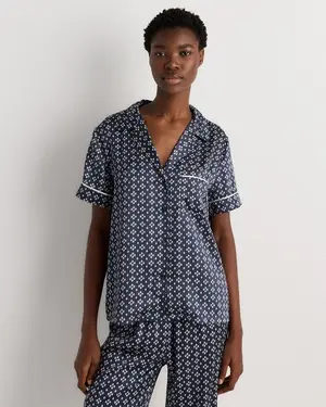 Quince Satin Short Sleeve Pajama Top - Tiny Diamonds