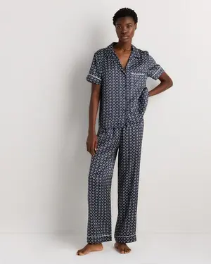 Quince Satin Short Sleeve Pajama Top - Tiny Diamonds
