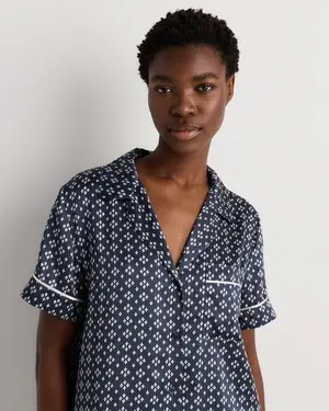Quince Satin Short Sleeve Pajama Top - Tiny Diamonds