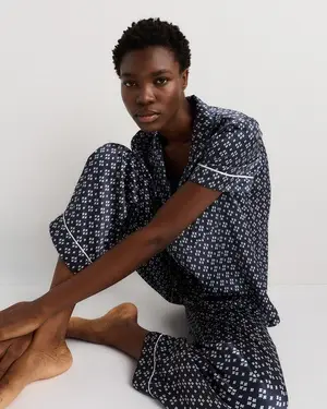 Quince Satin Short Sleeve Pajama Top - Tiny Diamonds