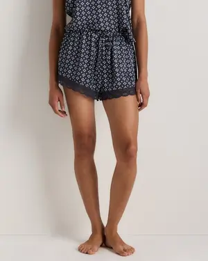 Quince Satin Lace Pajama Shorts - Tiny Diamonds