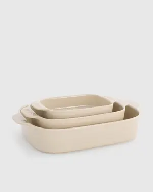 Quince Staub Stoneware Rectangular Baking Dishes, Set Of 3 - Dune
